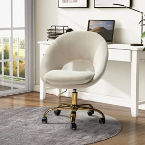 tina's home modern velvet office chair with with adjustable swivel, comfy upholstered desk chair with open back, small cute chair for living room study vanity, tan