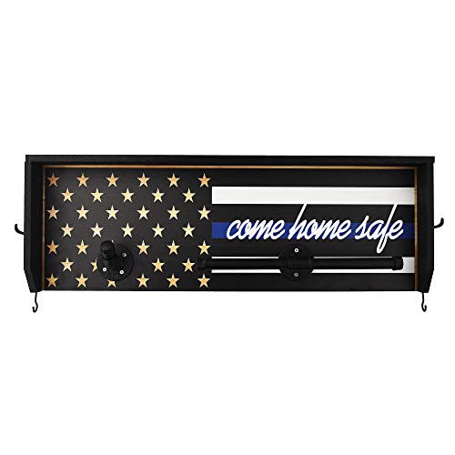 NIAVIS Personalized Customization Wall Mounted Tactical Duty Gear Rack with Police Flag – Police Storage Shelf & Law Enforcement Organizer-Police Gift Decor