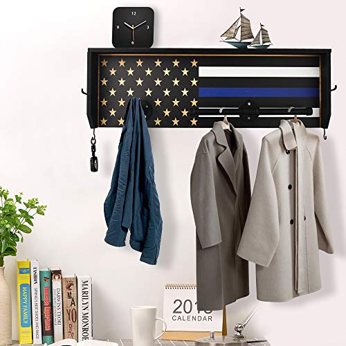 NIAVIS Personalized Customization Wall Mounted Tactical Duty Gear Rack with Police Flag – Police Storage Shelf & Law Enforcement Organizer-Police Gift Decor