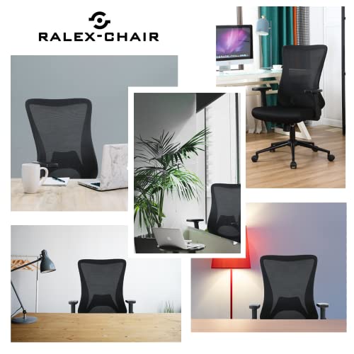 ralex-chair Office Chair Ergonomic Desk Chair Comfort Height with Wheels，Lumbar Support Mesh Swivel Computer Home Office Study Task Chair(5017) (Black)