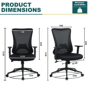 ralex-chair Office Chair Ergonomic Desk Chair Comfort Height with Wheels，Lumbar Support Mesh Swivel Computer Home Office Study Task Chair(5017) (Black)