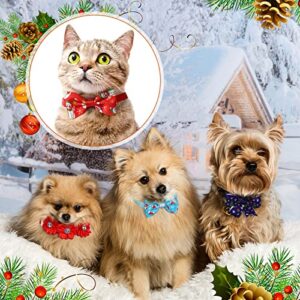 40 Pcs Christmas Dog Bow Ties Set 26 Christmas Pet Bowties 10 Santa Snowman Pet Necktie 4 winter Dog Bandana Christmas Dog Grooming Accessories for Dog Cat Pet Decor (Santa Style)