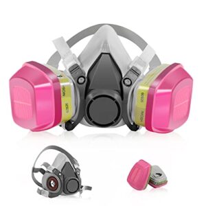 wjjwff respirator mask with filters - reusable elastomeric respirators gas mask - epoxy resin spray paint mask for painting dust solder construction work sanding woodworking chemical