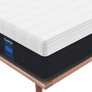 coolvie twin size mattress, 10 inch cooling gel memory foam mattress, pocket innerspring hybrid mattress for motion isolation & pressure relidf, mattress in a box, 100 night trial