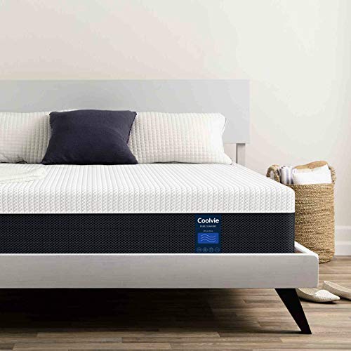 Coolvie Twin Size Mattress, 10 Inch Cooling Gel Memory Foam Mattress, Pocket Innerspring Hybrid Mattress for Motion Isolation & Pressure Relidf, Mattress in a Box, 100 Night Trial