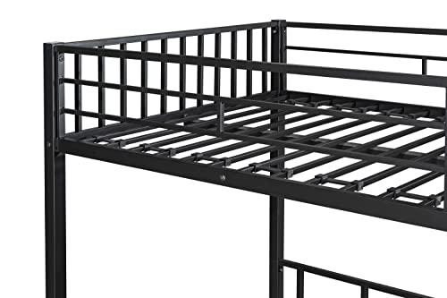 Goohome Triple Bunk Beds, Twin Over Twin Bunk Beds for 3, Metal Bed Frame for Bedroom, Apartment, Dorm, Heavy Duty Bunk Bed with Guardrail Ladder, Space-Saving, Black