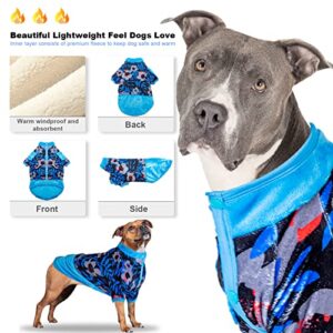 LovinPet Sweater for Pitbulls - Pet Sweater, Skin-Friendly Flannel Fabric Clothes for Dog, Nocturnal Multi Prints Dog Clothes, Warm Dog Clothes for Small Dog Breeds for Cold Weather,