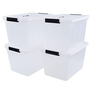 xyskin 4-pack 20 l large storage box, plastic storage bins with lids, clear