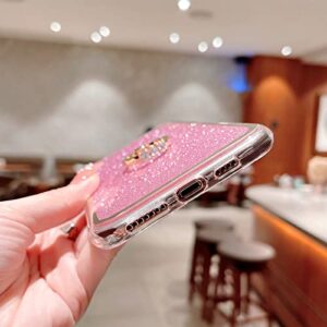 Case for Galaxy Note 20 5G Girls Women Cute Luxury Glitter Shiny Sparkly Shell with Ring Kickstand UPC Soft Slim Bumper Shockproof Protective Phone Cover for Samsung Galaxy Note 20 5G/4G 6.7" - Pink