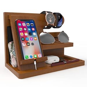 gift for dad gift for husband wood phone docking station organizer men birthday nightstand cool mens birthday gifts night stand accessories docking station wood bedside organizer business gifts