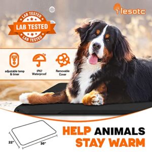 Large Extreme Weather Outdoor Dog Heating Pad with Timer,Safety Pet Heating Pad for Dog Kennel,Waterproof Heated Bed Mat,Adjustable Warming Mat with 6 Levels Temp& 4 Timers for Whelping Box Deck