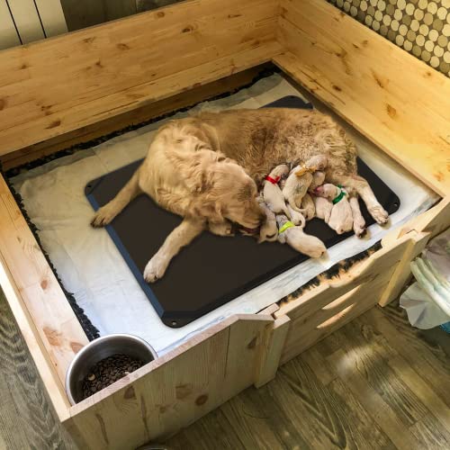 Large Extreme Weather Outdoor Dog Heating Pad with Timer,Safety Pet Heating Pad for Dog Kennel,Waterproof Heated Bed Mat,Adjustable Warming Mat with 6 Levels Temp& 4 Timers for Whelping Box Deck