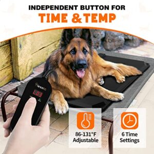 Large Extreme Weather Outdoor Dog Heating Pad with Timer,Safety Pet Heating Pad for Dog Kennel,Waterproof Heated Bed Mat,Adjustable Warming Mat with 6 Levels Temp& 4 Timers for Whelping Box Deck