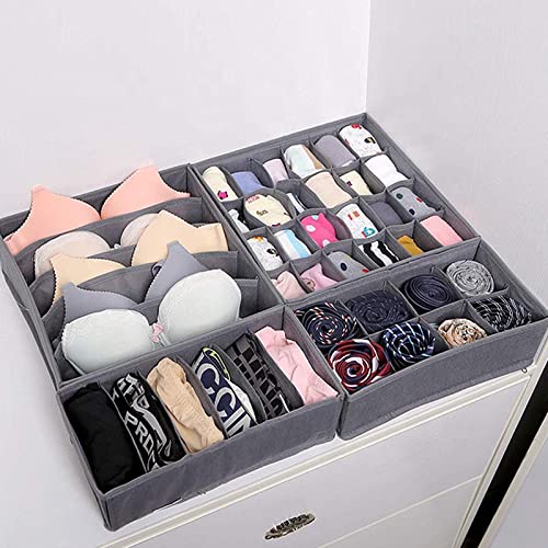 Fodofodo 4Set Closet Underwear Organizer Drawer Divaider,Foldable Cabinet Closet Bra Organizers and Storage Boxes for T-shirts,Leggings,Scarves,Skirts,Storing Socks,Underwear,Panties,Ties,Belt