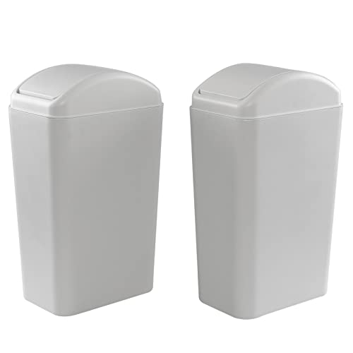 Jekiyo 12 Liter Slim Plastic Trash Can, Swing Lid Garbage Can, 2-Pack