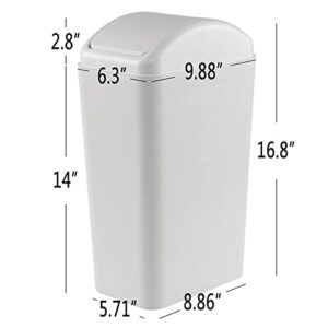 Jekiyo 12 Liter Slim Plastic Trash Can, Swing Lid Garbage Can, 2-Pack