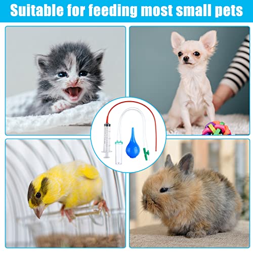 11 Pcs Puppy Kitten Feeding Tube Kit Includes 5 Pcs Kitten Feeding Syringe 5 ML 10 ML 20 ML 30 ML 60 ML 4 Pcs 8 FR Red Feeding Tubes 1Pcs Rubber Suction Device and Air Blowing for Small Animals