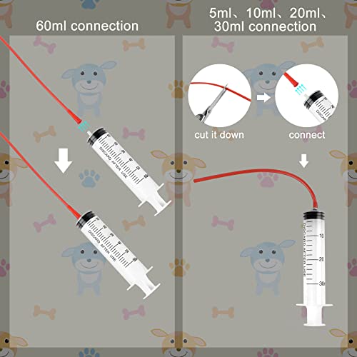 11 Pcs Puppy Kitten Feeding Tube Kit Includes 5 Pcs Kitten Feeding Syringe 5 ML 10 ML 20 ML 30 ML 60 ML 4 Pcs 8 FR Red Feeding Tubes 1Pcs Rubber Suction Device and Air Blowing for Small Animals