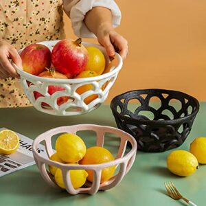 Royal_Z Ceramic Fruit basket,Fruit Bowl,Countertop Fruit Vegetables Storage,Decorative Table Centerpiece Holder Stand for Fruit,Vegetable,Bread,Candy,handcrafted storage bowl BLK