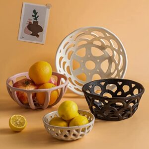 Royal_Z Ceramic Fruit basket,Fruit Bowl,Countertop Fruit Vegetables Storage,Decorative Table Centerpiece Holder Stand for Fruit,Vegetable,Bread,Candy,handcrafted storage bowl BLK