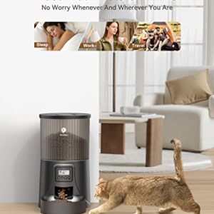 PETULTRA Automatic Cat Feeders, Timed Dog Feeder 4L Programmable Control 1-4 Meals Pet Dry Food Dispenser with Desiccant Bag for Cats and Small Medium Dogs, Dual Power Supply, 10s Voice Recorder