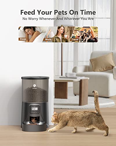 PETULTRA Automatic Cat Feeders, Timed Dog Feeder 4L Programmable Control 1-4 Meals Pet Dry Food Dispenser with Desiccant Bag for Cats and Small Medium Dogs, Dual Power Supply, 10s Voice Recorder