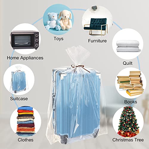 20 Pcs Clear Giant Storage Bag 32 x 48 in 40 x 60 in 4 Mil Extra Large Clear Plastic Storage Bag Jumbo Plastic Moving Bags for Dustproof Moistureproof Luggage Suitcase Comforter Chair Bike Furniture