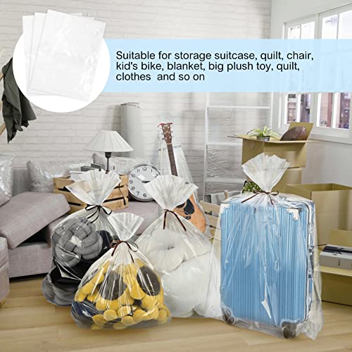 20 Pcs Clear Giant Storage Bag 32 x 48 in 40 x 60 in 4 Mil Extra Large Clear Plastic Storage Bag Jumbo Plastic Moving Bags for Dustproof Moistureproof Luggage Suitcase Comforter Chair Bike Furniture