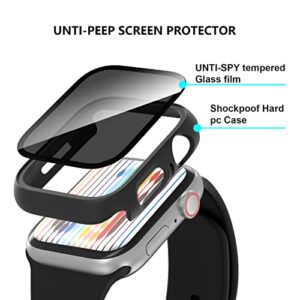 Cuteey 2 Pack for Apple Watch Series 9 Series 8 7 Privacy Screen Protector Case 45mm, Unti-Spy Glass Protector Hard PC Cover Bumper for iWatch 9 8 7 45mm Accessories,Black/Black