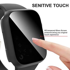 Cuteey 2 Pack for Apple Watch Series 9 Series 8 7 Privacy Screen Protector Case 45mm, Unti-Spy Glass Protector Hard PC Cover Bumper for iWatch 9 8 7 45mm Accessories,Black/Black