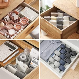 Tecbeauty 32PCS Honeycomb Separator Adjustable Drawer Organizer Divider for Underwear, Socks, Makeup, Belts, Ties, Office Supplies (Grey)