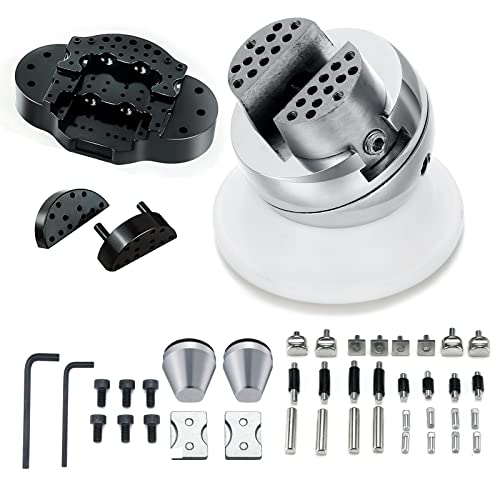 DZQ Micro Inlaid Mirror 7X-45X Multi-Directional Microscope Set Working Distance 3.7-11.8 inch Micro-Setting Microscope Spring Bracket with Ring Light and 3inch Ball Vise(360°Rotation)