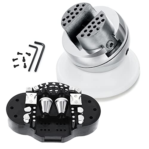 DZQ Micro Inlaid Mirror 7X-45X Multi-Directional Microscope Set Working Distance 3.7-11.8 inch Micro-Setting Microscope Spring Bracket with Ring Light and 3inch Ball Vise(360°Rotation)