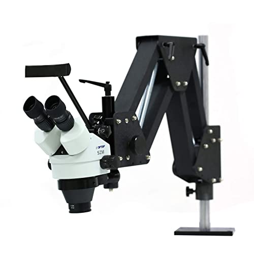 DZQ Micro Inlaid Mirror 7X-45X Multi-Directional Microscope Set Working Distance 3.7-11.8 inch Micro-Setting Microscope Spring Bracket with Ring Light and 3inch Ball Vise(360°Rotation)