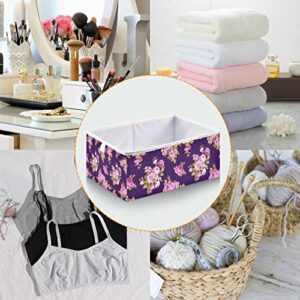 Kigai Storage Basket Pink Floral Foldable Storage Bin 11 X 11 X 11 Inches Cube Storage Baskets Box for Shelves Closet Laundry Nursery Bedroom Home Decor