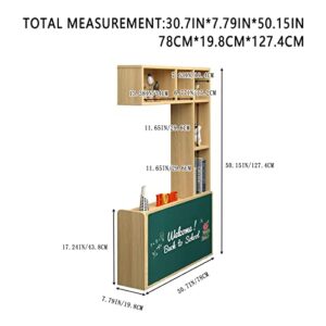 Bixiaomei Wall Mounted Drop Leaf Table, Floating Study Desk Shelf with Chalkboard, Light Oak Folding Wall Desk, Multifunctional Computer Workstation with Storage Compartments in Home Office(30.71IN)