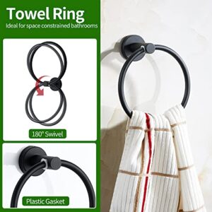 Bathroom Hardware Set, 10pcs Bathroom Hardware Set, Stainless Steel Bath Hardware Set Including 16" Hand Towel Bars, Toilet Paper Holders, Towel Rings, Robe Towel Hooks (10pcs, Black)