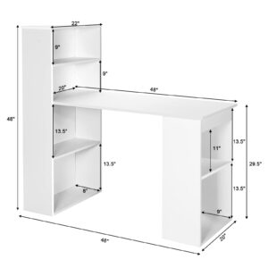 IFANNY White Computer Desk w/Bookshelf, Modern Home Office Desk w/Storage Shelves & CPU Stand, Space-Saving Design, Compact Corner Computer Workstation for Small Spaces