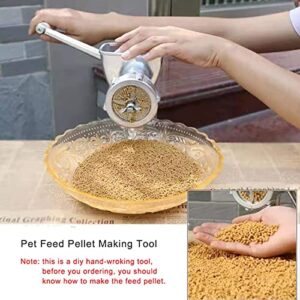 Animal Feed Food Pellet Machine, Manual Birds Fishing Bait Granulator Pelleter, with 1.5/2/2.3/2.5/3/3.5/4/5/6/7/8/9/10mm Molds, for Fish Parrot Chin Indigo Birds Larks Thrush