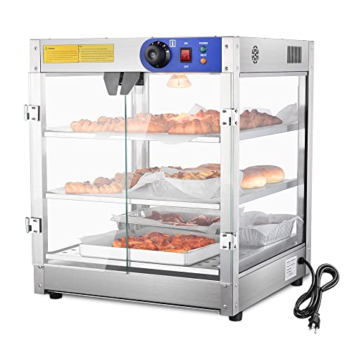 WeChef 3-Tier Pizza Warmer Countertop Display Case 24x20x20 Commercial Food Warmer Display 110V 750W for Buffet Restaurant with Removable Tray