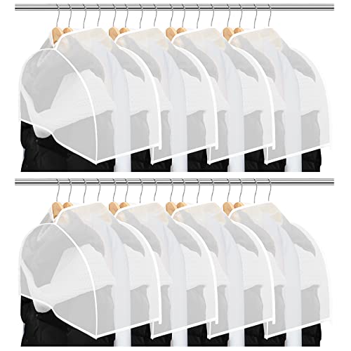 Patelai 8 Pieces Shoulder Covers 10" Gusseted Garment Covers 24 x 12 x 10 Inches Clothes Covers for Closet Storage Coats, Suit, Jackets, Dress Closet Storage