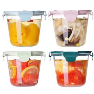 s.roke ttan 3-cup/750ml/23oz glass food storage containers, round glass food containers & kitchen prep bowls with airtight lids, freezer, microwave and dishwasher safe - pack of 4