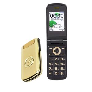 yoidesu 2g unlocked flip cell phone for senior, sos big button easy to use flip mobile phone for elderly, 2.4in large screen high volume dual sim senior basic phone, 4800mah battery flashlight, gold