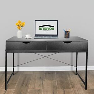 Interior Elements Home Office Modern Computer Desk with Drawers, Black, 47.5"