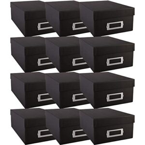 simply tidy photo storage box store and protect pictures, documents, and prints - black, bulk 12 pack