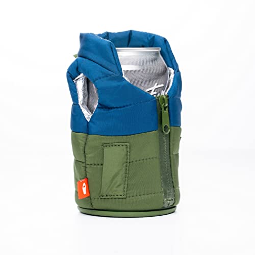 Puffin - The Puffy Beverage Vest, Insulated Can Cooler, Olive Green/Sailor Blue