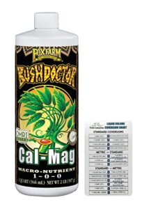 foxfarm bush doctor cal-mag organic | calcium and magnesium plant supplement | 1 quart (32 fl oz) + twin canaries chart