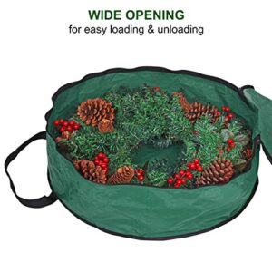 ProPik Christmas Wreath Storage Bag 24" - Garland Holiday Container with Tear Resistant Material - Featuring Heavy Duty Handles and Transparent Card Slot - 2 Pack (24 Inch, Green)