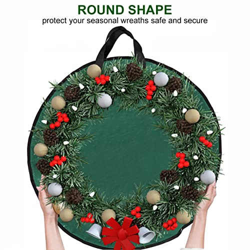 ProPik Christmas Wreath Storage Bag 24" - Garland Holiday Container with Tear Resistant Material - Featuring Heavy Duty Handles and Transparent Card Slot - 2 Pack (24 Inch, Green)