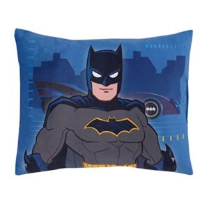 warner brothers batman the caped crusader navy, gray and yellow decorative toddler pillow